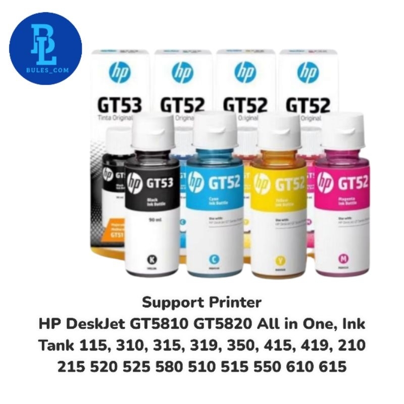 Jual 1SET TINTA HP GT53 GT52 HP DeskJet GT 5810 All-in-One Printer ...