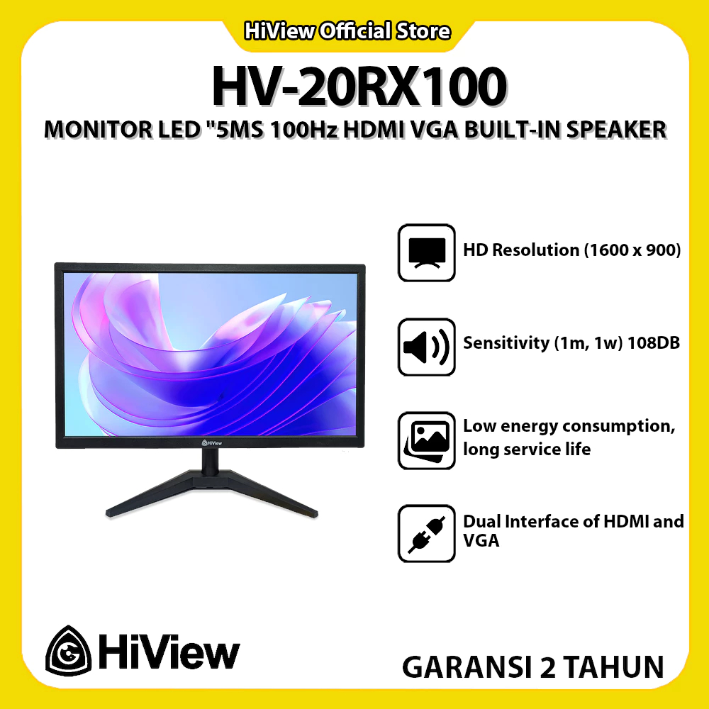 Jual Monitor LED HiView HV-20RX100 Monitor LED19, 5 Inch 5ms 100hz Hdmi ...