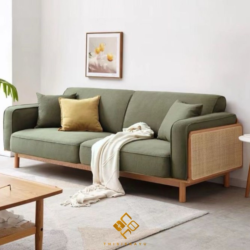 Jual SOFA TAMU KAYU JATI ASLI MIX ANYAMAN ROTAN KEKINIAN GAYA JAPANDI ...