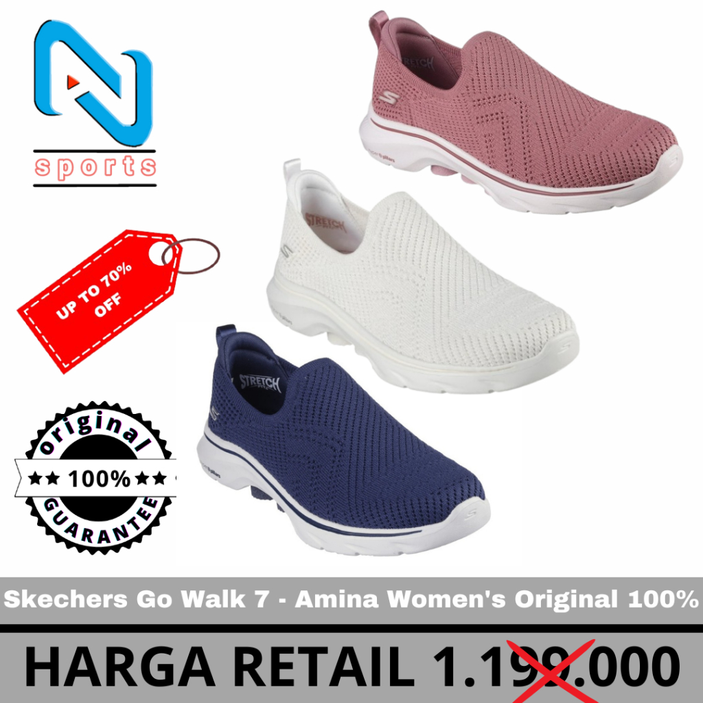 Jual Sepatu Skechers GOwalk 7 - Amina 125204/MVE Original 100% | Shopee ...