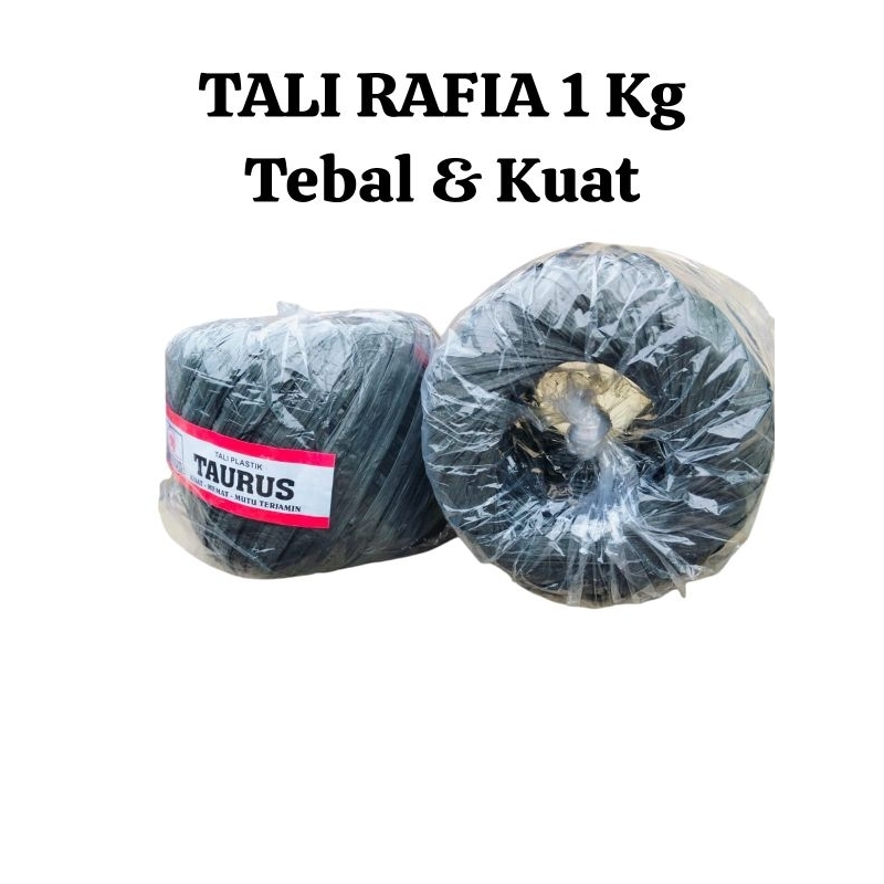 Jual Tali plastik Rafiah Hitam (1 Kg), tali rafia serbaguna, tebal ...