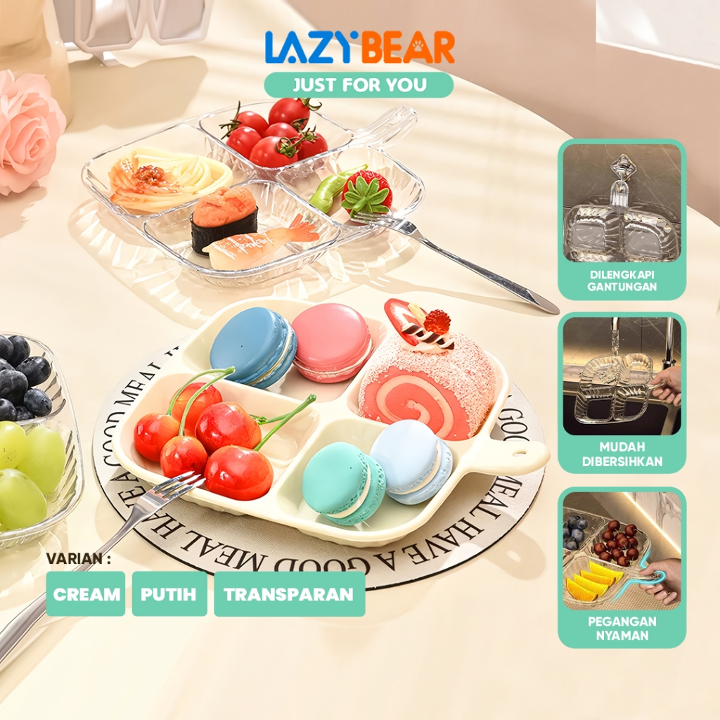 Jual LAZY BEAR Piring Kue Mini/Piring Buah L04 Piring Makanan 4 Sekat ...