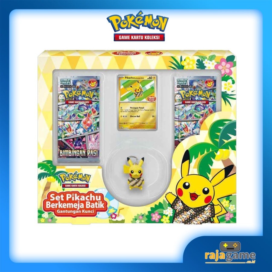 Jual Pokémon Game Kartu Koleksi Scarlet & Violet Set Pikachu Berkemeja Batik Gantungan Kunci ...