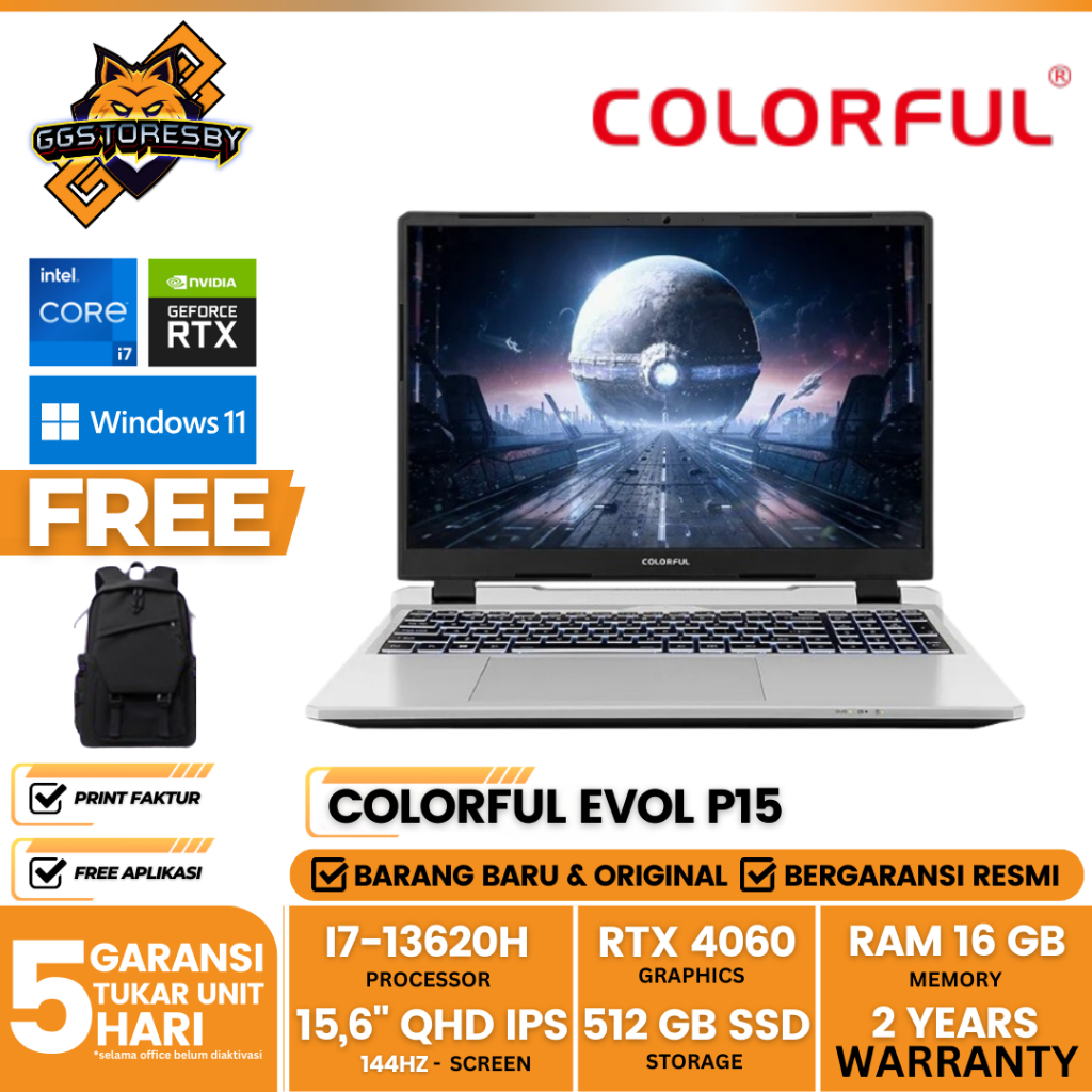 Jual Laptop Colorful Evol P15 | I7 13620H 16/512Gb Rtx4060 15.6" Qhd ...