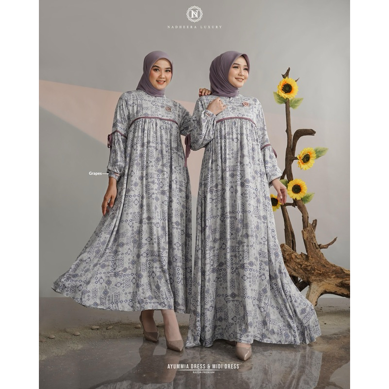 Jual Nadheera Luxury Ayummia Midi Dress | Shopee Indonesia