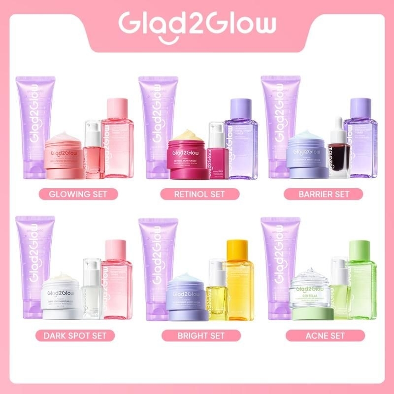 Jual G2G Glad2Glow Paket Bundle 4in1 Cleanser Blueberry Toner ...