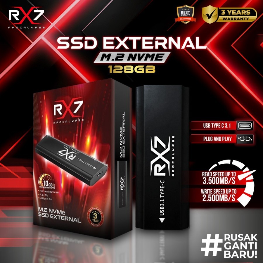 Jual SSD M2 NVME EXTERNAL 128GB RX7 / ENCLOSURE M2 NVME + M2 NVME 128GB ...