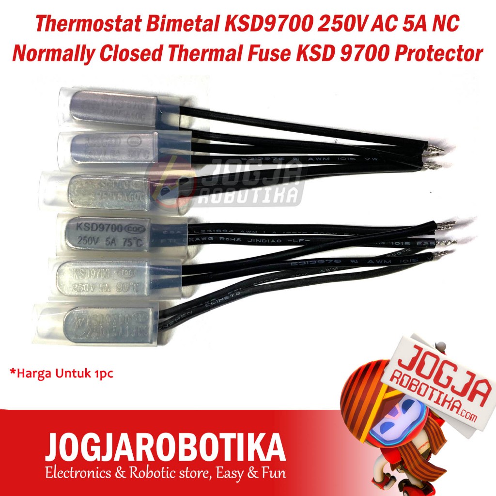 Jual Thermostat Bimetal KSD9700 250V AC 5A NC Normally Closed Thermal Thermo Fuse KSD 9700 ...