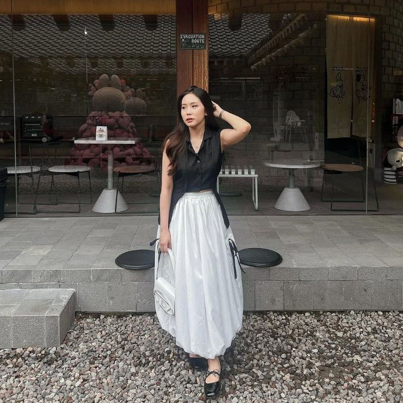 Jual Rok Balon Wanita Midi Skirt Ballon Bangkok Rok Baloon Pita Katun ...