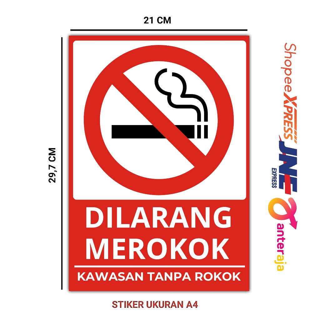 Jual STIKER STICKER DILARANG MEROKOK NO SMOKING KAWASAN TANPA ROKOK ...