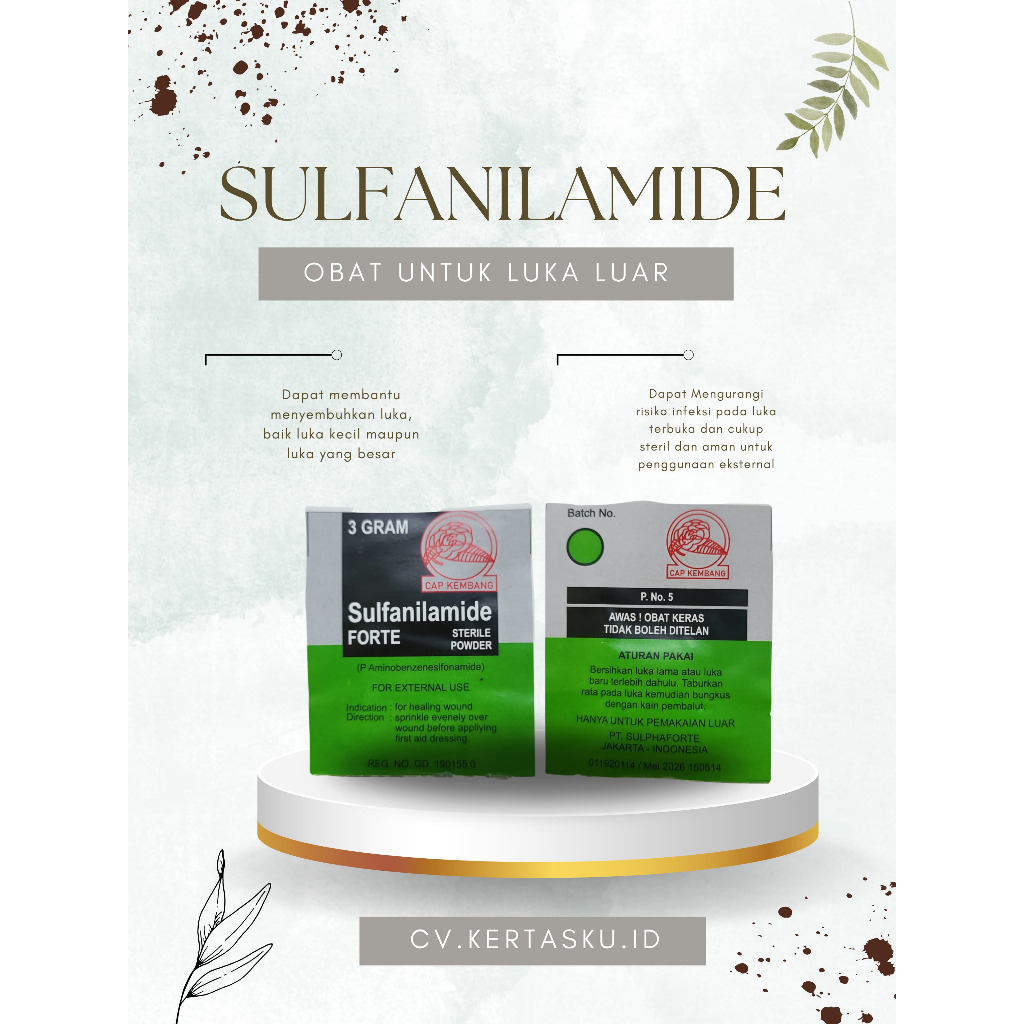 Jual Sulfanilamide Obat Koreng, Penyembuh Luka Terbuka Isi 12 Sachet ...