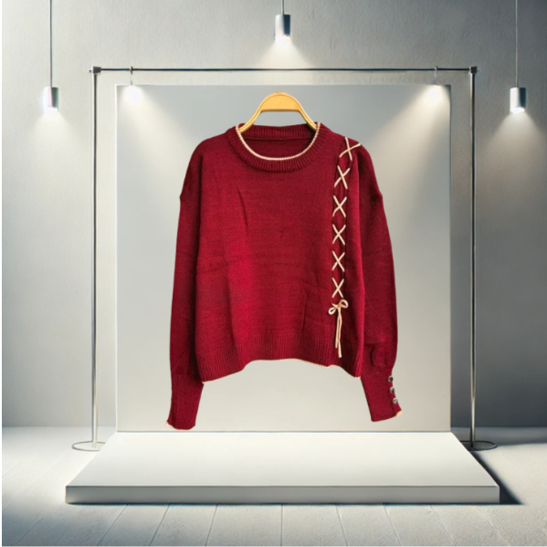 Jual Monica Sweater Rajut Wanita Tali Pita Silang Oversize Korean Style ...