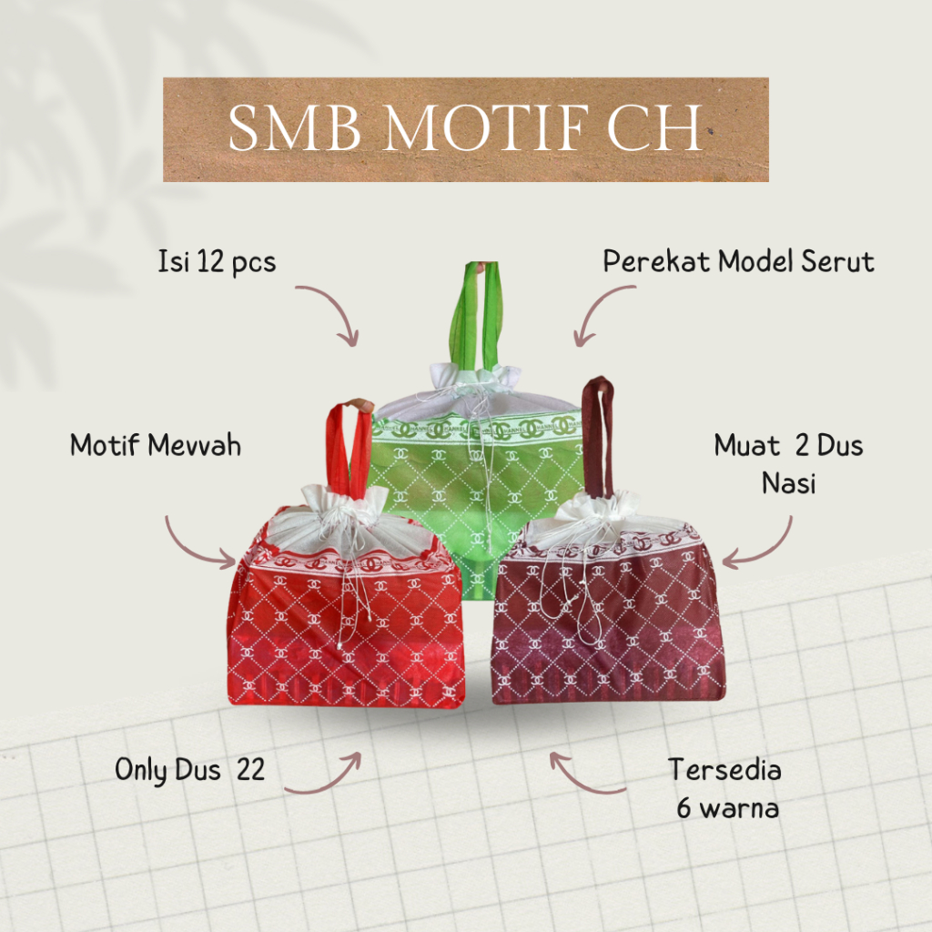 Jual Tas Hajatan Spunbond Dus Nasi Motif CH Isi 12 pcs - Serut Jahit ...