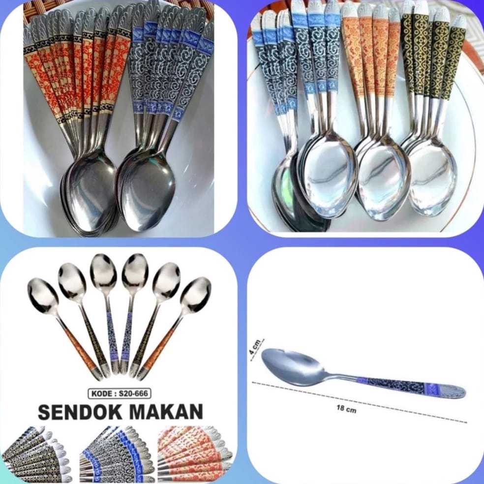 Jual 1 LUSIN SENDOK MAKAN DEWASA MOTIF BATIK | Shopee Indonesia