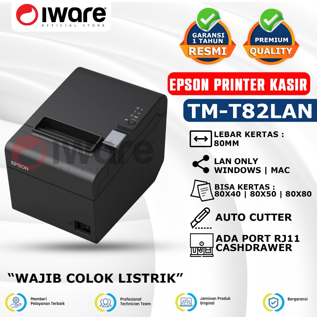Jual EPSON PRINTER POS KASIR THERMAL TM-T82 LAN / USB 80MM AUTOCUTTER ...