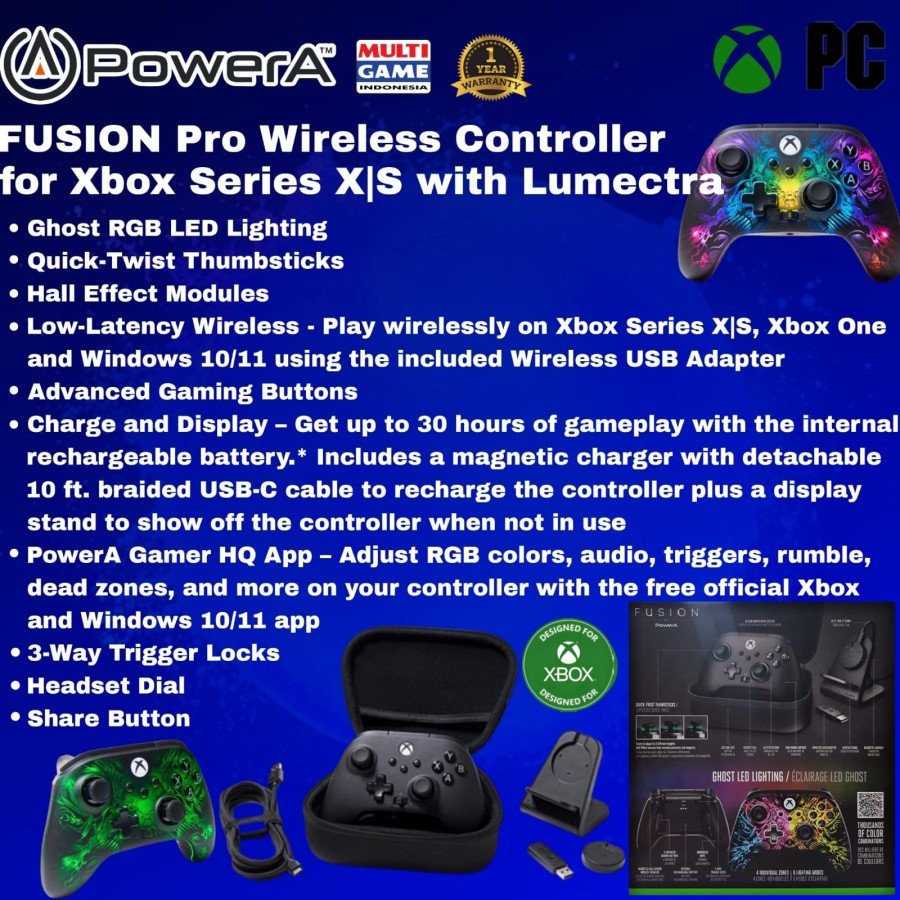 Jual PowerA Xbox/PC Ghost RGB FUSION PRO Wireless Controller with ...