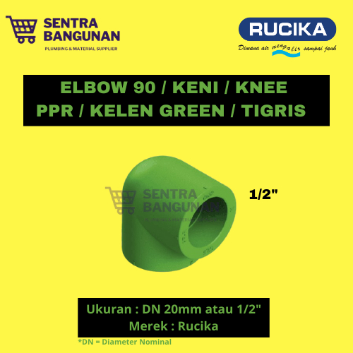 Jual RUCIKA GREEN ELBOW / KNEE / KENI 90 UKURAN 1/2 INCH 20MM PPR RUCIKA TIGRIS KELEN GREEN ...