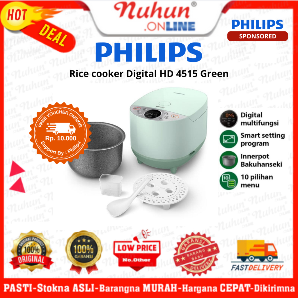 Jual [CIANJUR] Rice cooker Digital Philips HD 4515 Green Original ...
