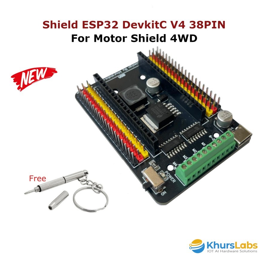 Jual Shield ESP32 DevkitC V4 38PIN With Motor Shield 4WD - Controller ...