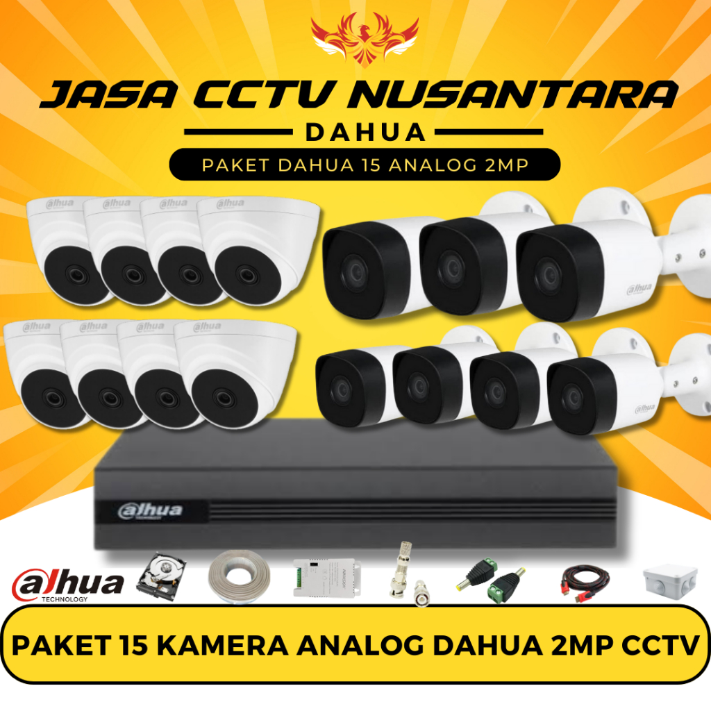 Jual PAKET 15 KAMERA DAHUA ANALOG 2MP CCTV + JASA INSTALLASI | Shopee Indonesia