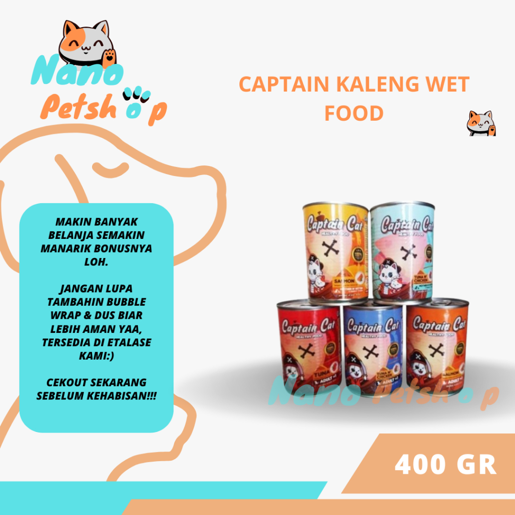 Jual Makanan Kucing - Captain Kaleng wet food 400gr All Varian | Shopee ...