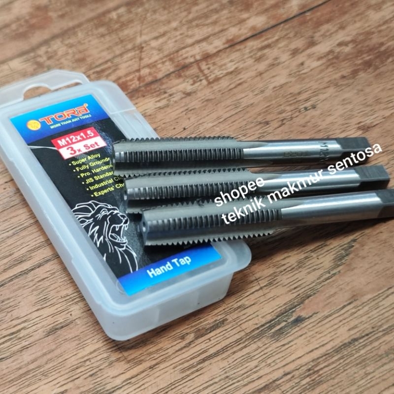 Jual Hand Tap Tora M12 x 1,5 Set Isi 3pcs Alat Pembuat Ulir Drat Baut | Shopee Indonesia
