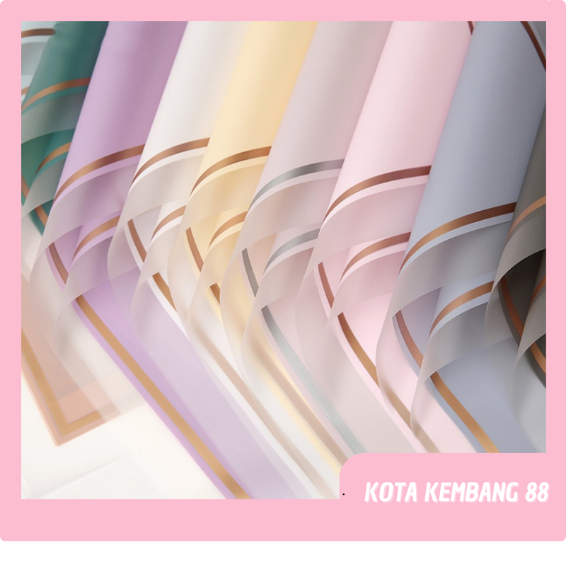 Jual 20 LEMBAR Flower Wrapping Paper Varian List Gold Frame Transparan ...