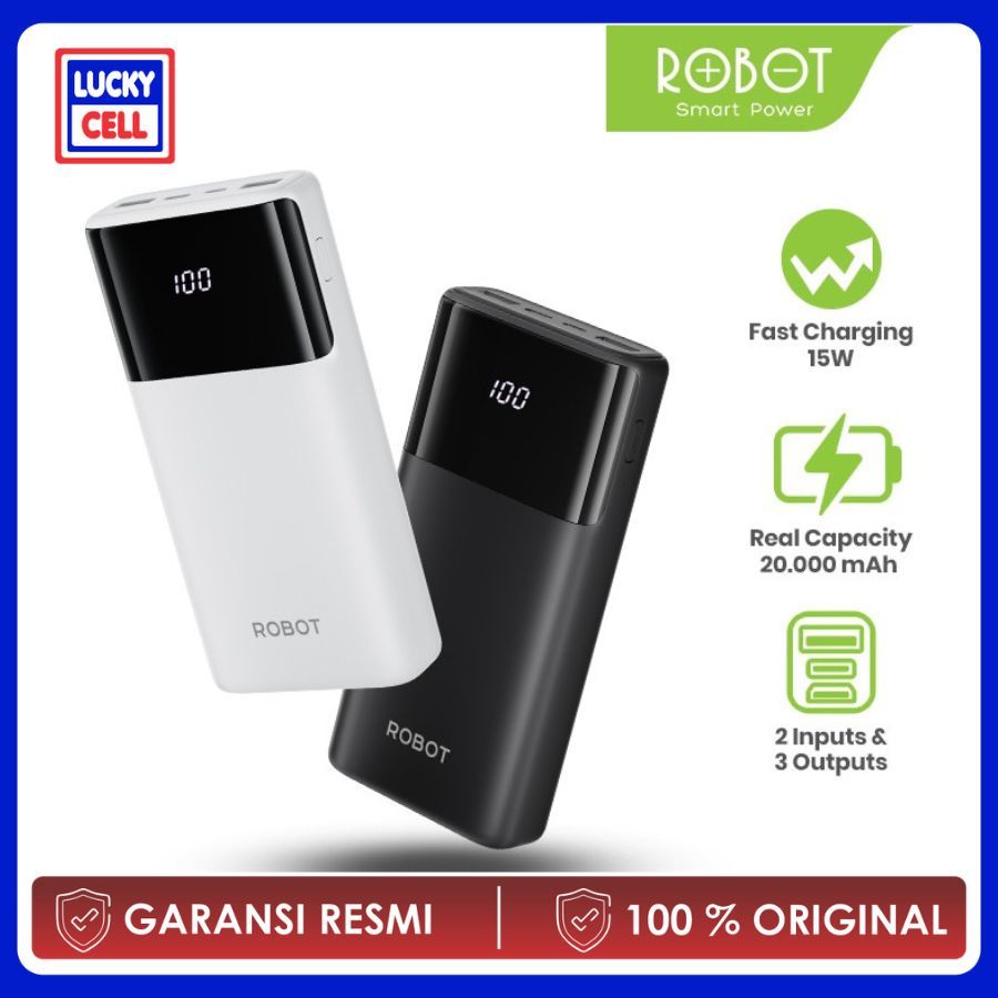 Jual ROBOT Smart Powerbank RT22S Fast Charging 20000mAh 15W 3 Port ...