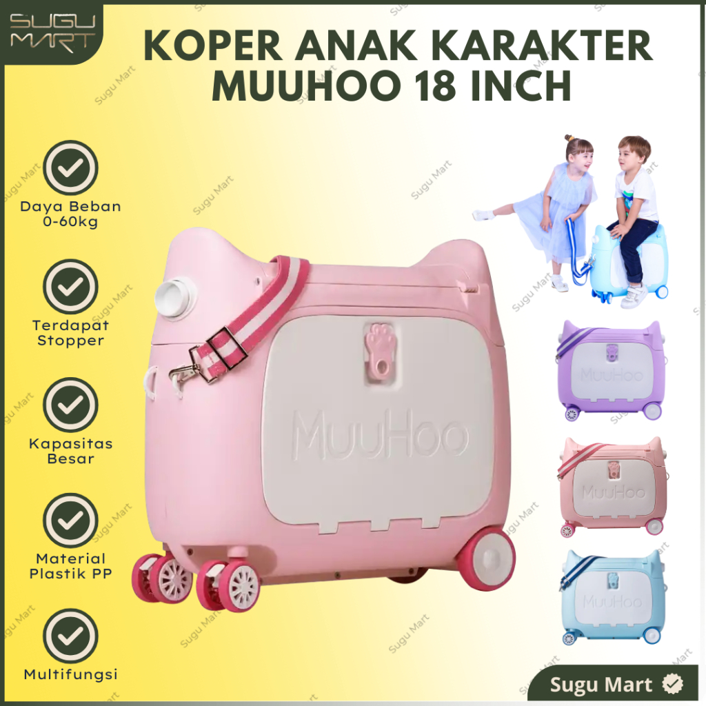 Jual Koper Anak Muuhoo 18 Inch | Koper Kabin Anak Duduk | Koper Anak ...