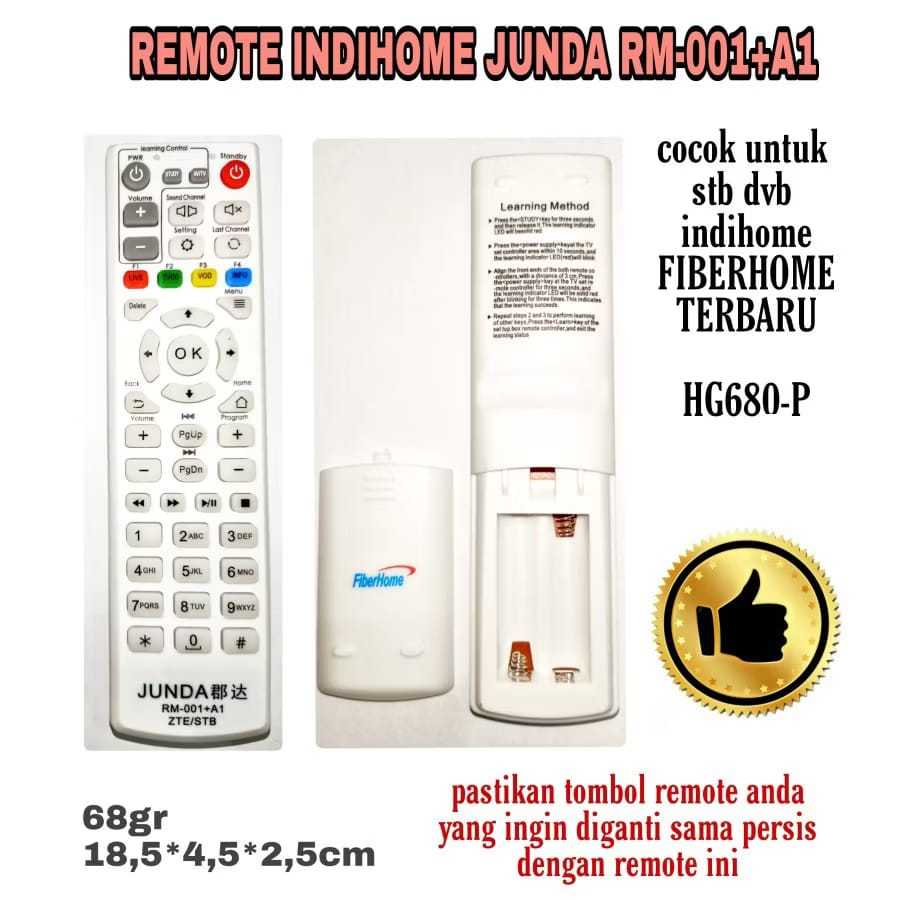Jual REMOTE STB DVB IND1HOME FIBER HOME ZTE PLUS TV HG680P JUNDA RM 001 ...