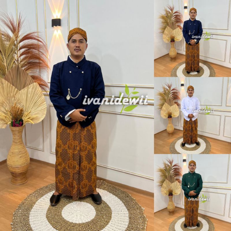 Jual (1set, Cowok) Pakaian Adat Jawa / Beskap + Jarik + Blangkon + Free ...