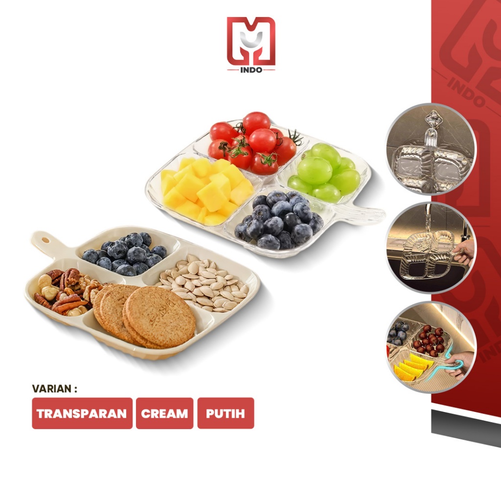 Jual Piring Kue Mini/Piring Buah L04 Piring Makanan 4 Sekat Plastik ...