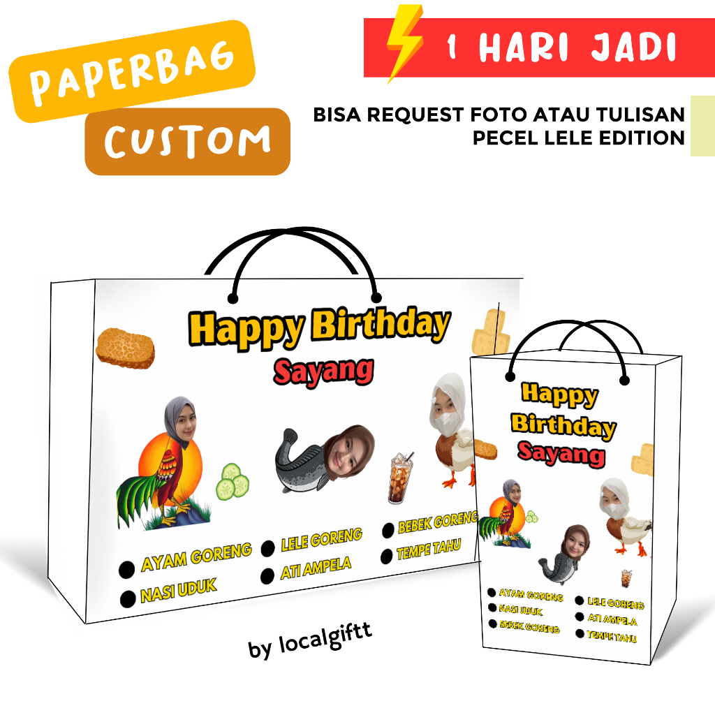 Jual Paperbag Custom Pecel Lele Edition | Bisa request foto dan tulisan ...