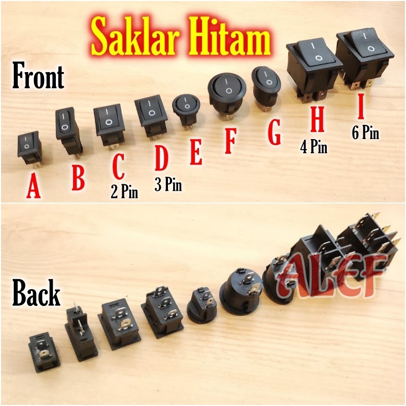Jual Saklar on off hitam Rocker Switch kecil besar single swit Roker ...
