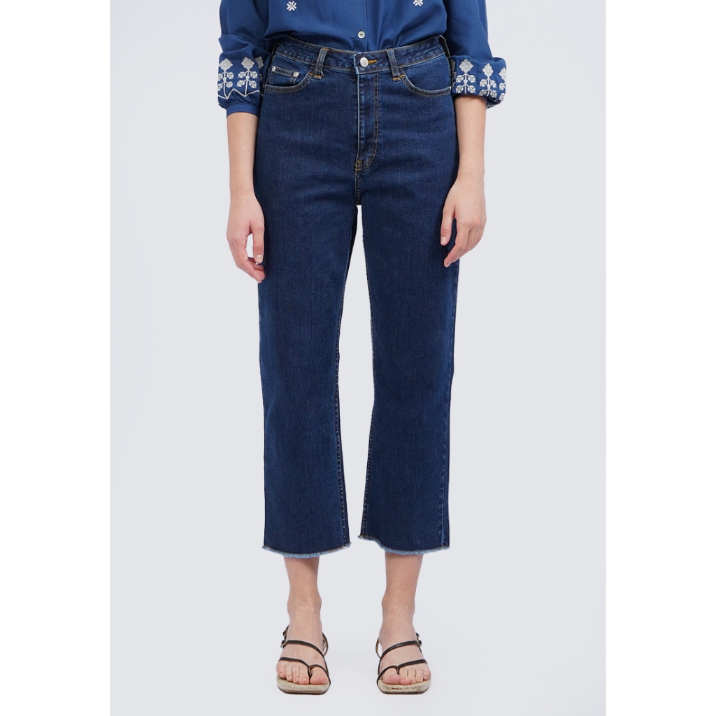 Jual Et Cetera Straight Denim Pants DARK BLUE | Shopee Indonesia