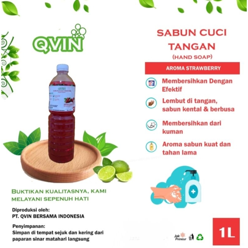 Jual Tangan QVIN 1 Liter Aroma Strawberry (Ijin Edar Kemenkes) | Shopee ...