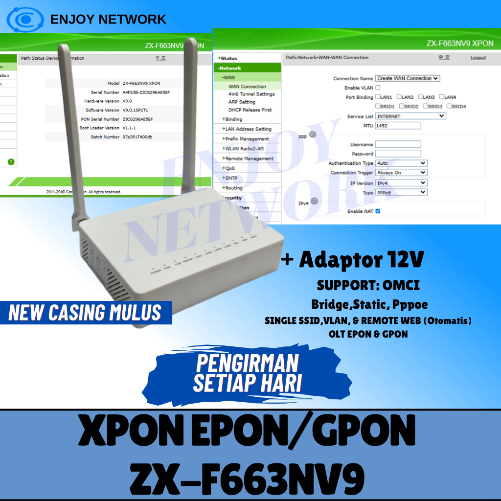 Jual XPON EPON GPON F663NV9 - DENGAN ADAPTOR | Shopee Indonesia