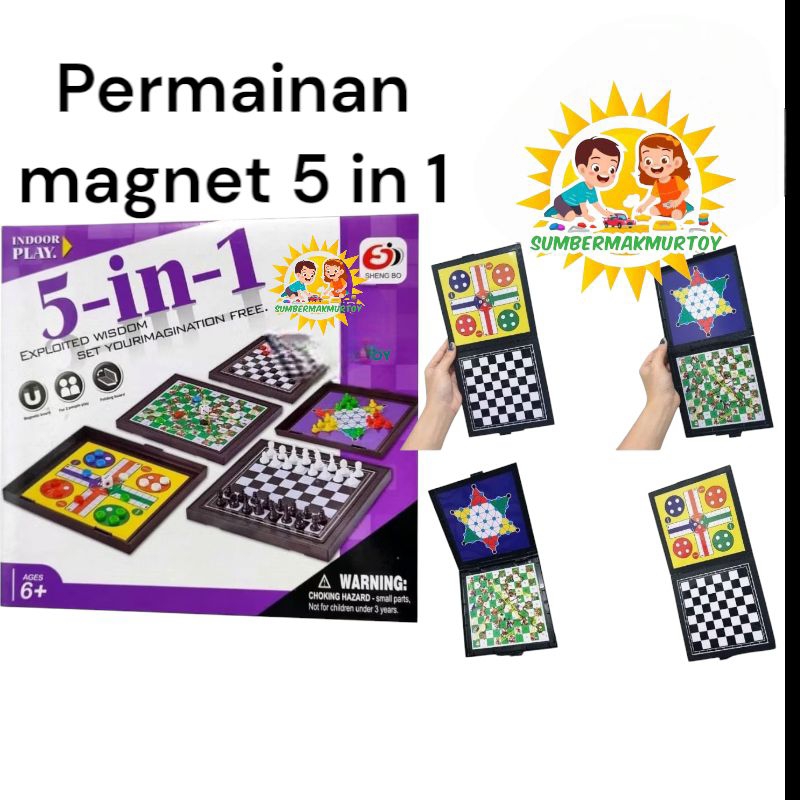 Jual Mainan catur magnet 5 in 1 dalam 1 set terdapat 5jenis permainan ...