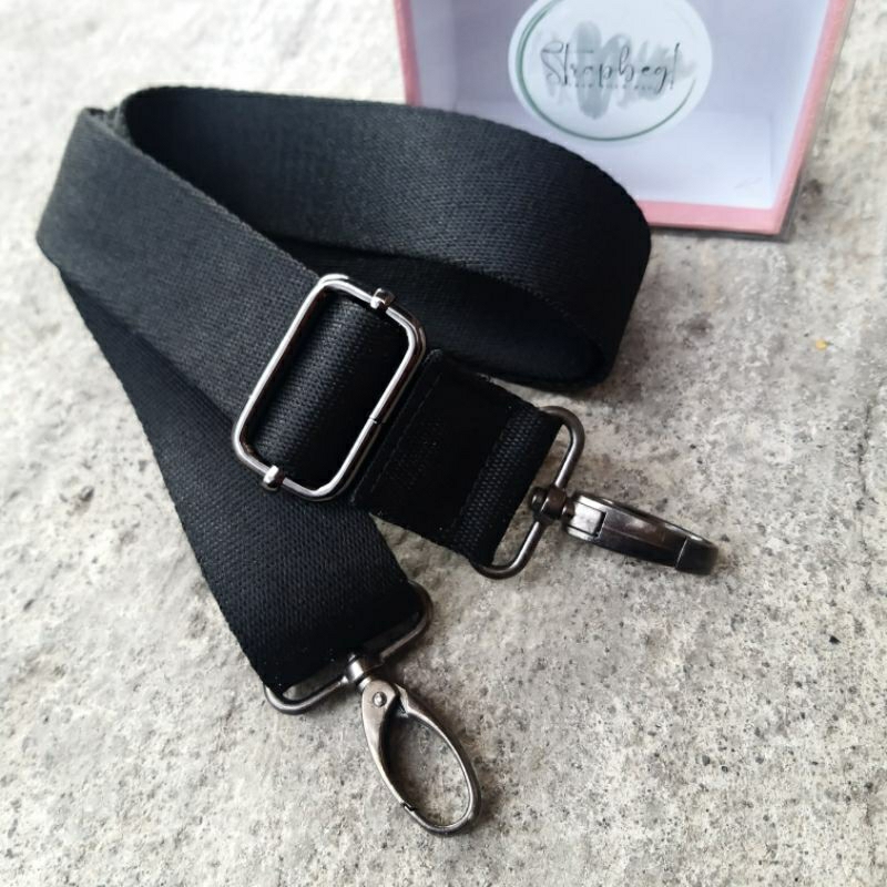 Jual Tali Tas Kekinian HITAM BLACK CANVAS POLYESTER NYLON Strapbag ...