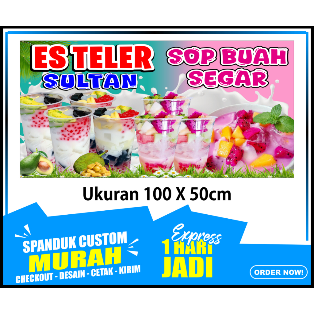 Jual BANNER ES TELER , SPANDUK SOP BUAH, ukuran 100x50 cm, COD / BANNER ...