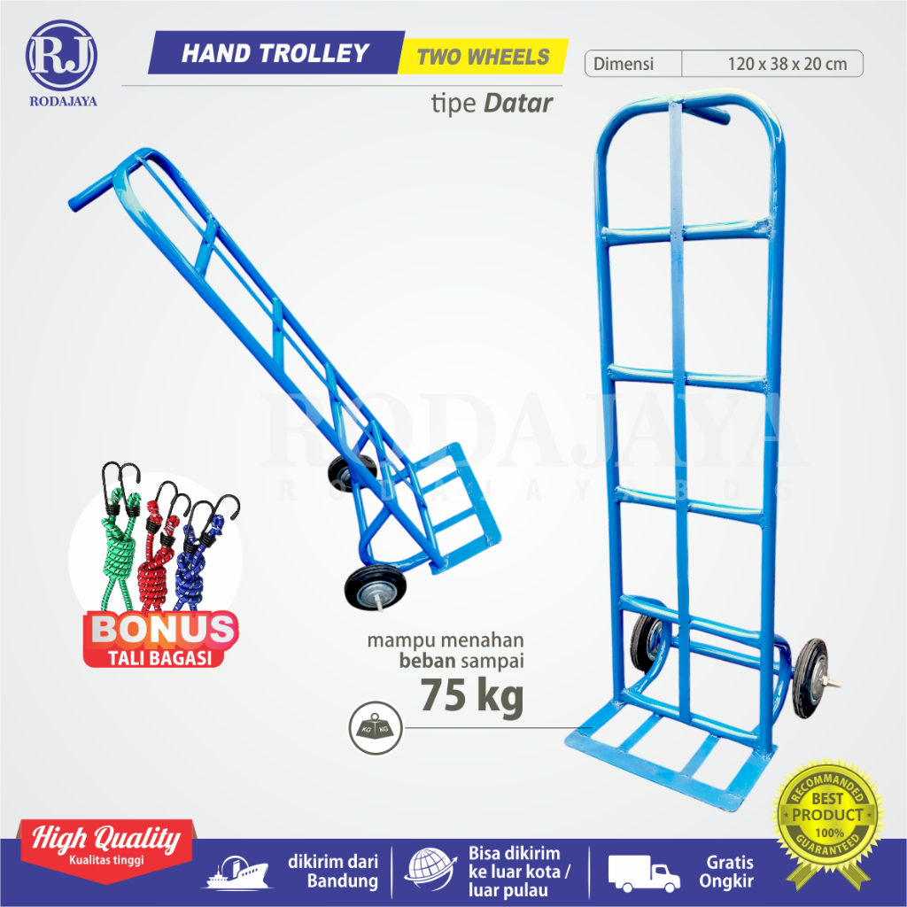 Jual hand trolley / troli tangan / roda 6 inch - tipe DATAR / daya ...
