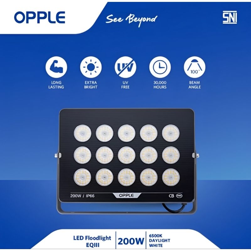 Jual Opple Lampu Sorot Floodlight 200W EQ III Cahaya Putih 6500k | Shopee Indonesia