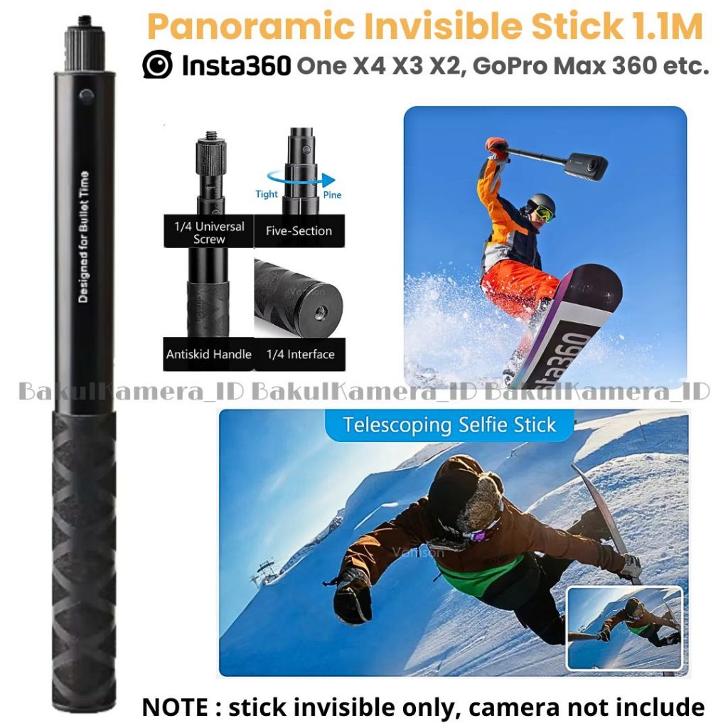 Jual Invisible Stick Bullet Time Panoramic 1.1M for Insta360 One X4 X3 ...
