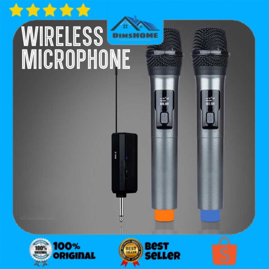 Jual RIWORAL Microphone Karaoke Wireless Rechargeable 2 Channel UHF 2 ...