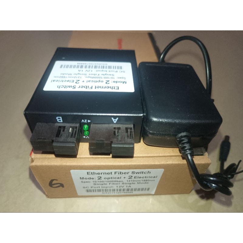 Jual Media Converter HTB AB 2FO 2LAN + Adapter | Shopee Indonesia