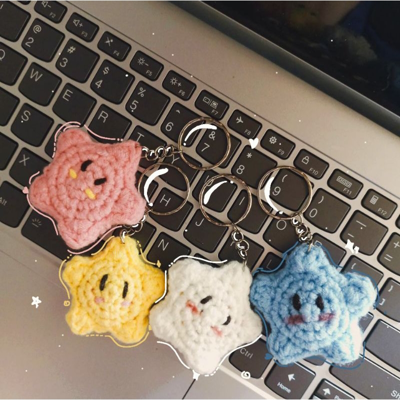 Jual Gantungan kunci(keychain), bag charm couple motif bintang rajut ...