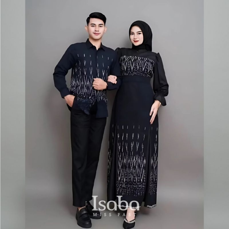 Jual ISABA - COUPLE DRESS KINANTI HITAM WIDURI - BAJU TENUN COUPLE ...