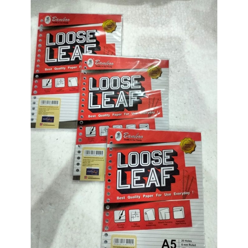 Jual LOOSE LEAF A5 50 LEMBAR MERK BAMBO REFFILL KERTAS BINDER KERTAS BINDER ISI ULANG BINDER ...