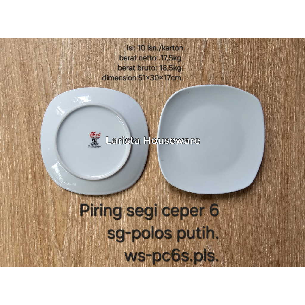 Jual Piring keramik Ceper segi | piring putih polos | piring makan ...