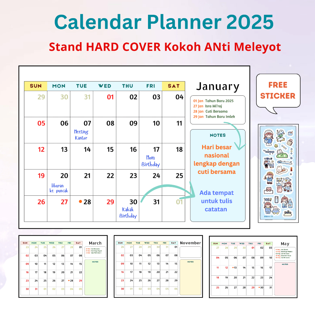 Jual KALENDER MEJA 2025 | Kalender Planner 2025 | Aesthetic Desk ...